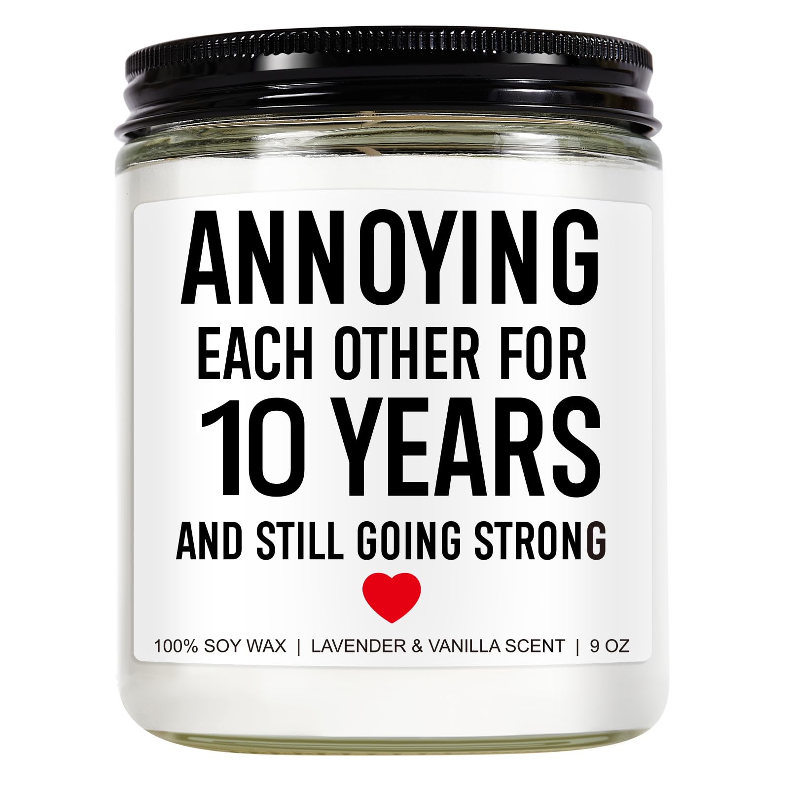 Younift 10 Years Candle, 10 Year Anniversary, Gifts for Wife, Husband, 10th Anniversary, Gifts for Him, Her, 10 Year Wedding Anniversary, Gifts for Couples, Funny Gifts, 10 Year Tin Anniversary