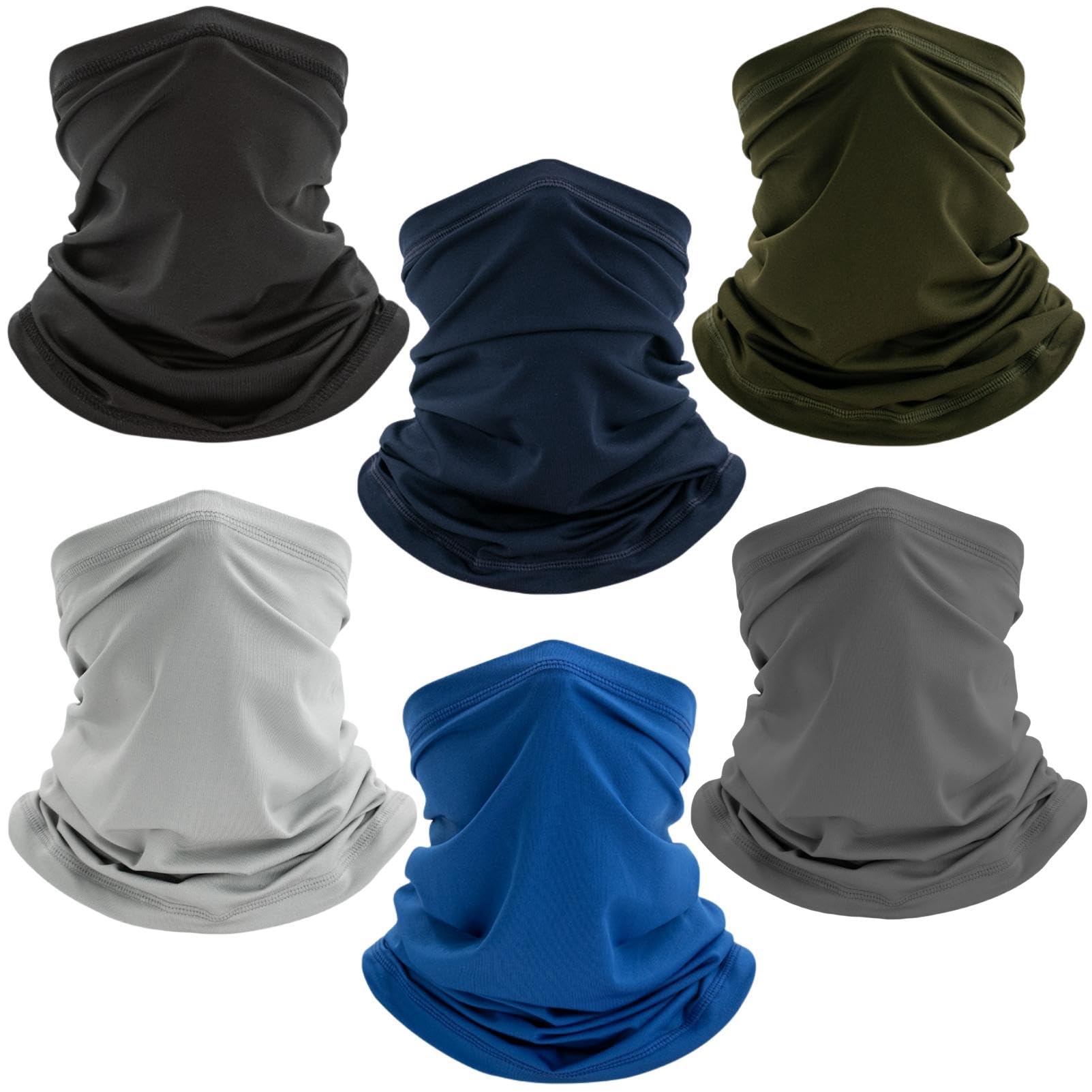 COOLZU 6 Pack Neck Gaiter Face Mask: Scarf Gator Breathable Balaclava Cooling Cover Masks for Men Women (Multicolor-1)