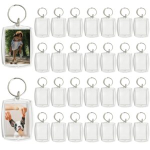 hsyydzi 200pcs pendant picture frame keyrings, 2.2 x 1.6inch/5.5 x 4.2cm make your own keyring kit, diy gift key chain as gift,suit for family, friends,colleague