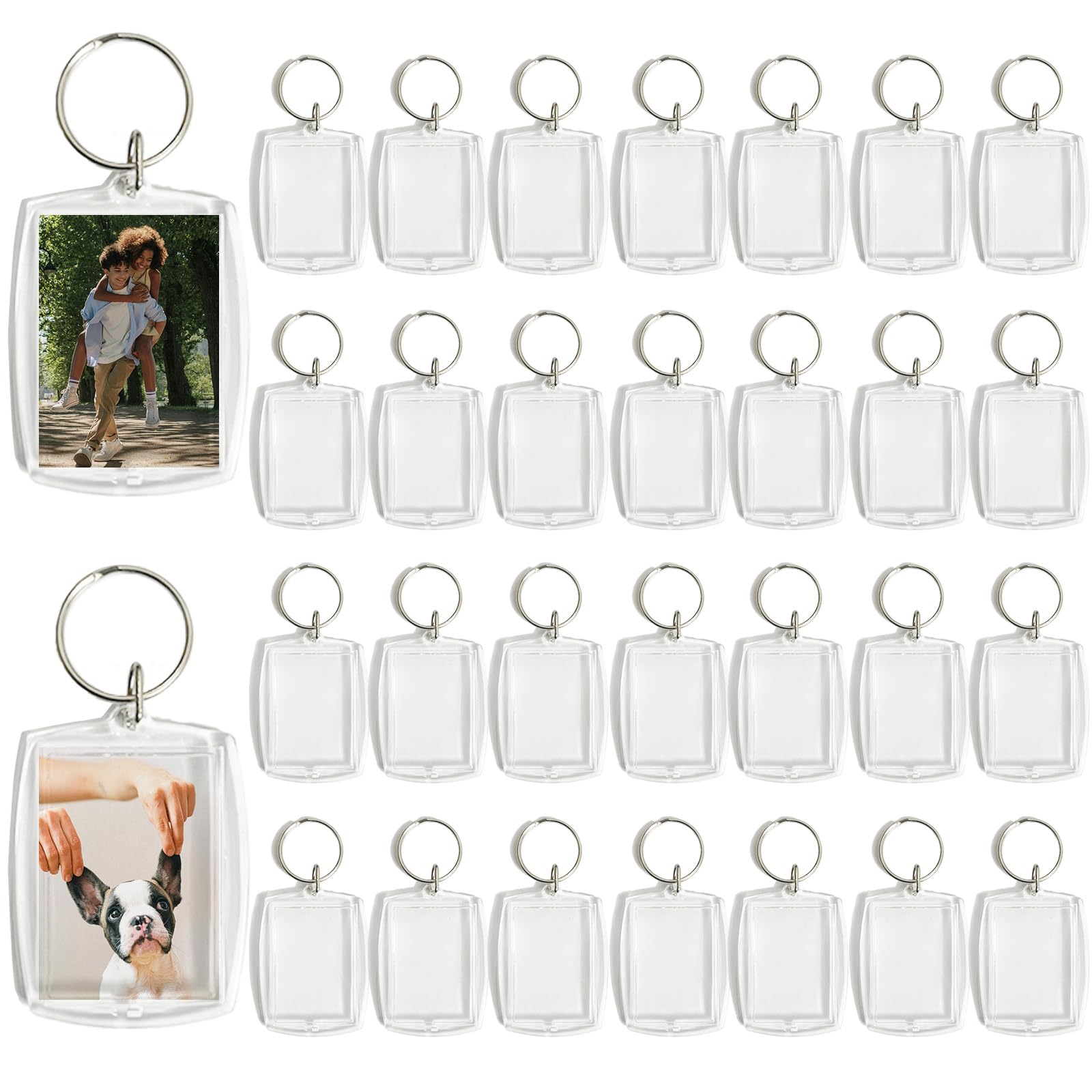 Hsyydzi 200pcs Pendant Picture Frame Keyrings, 2.2 x 1.6inch/5.5 x 4.2cm Make Your Own Keyring Kit, DIY Gift Key Chain as Gift,Suit for Family, Friends,Colleague