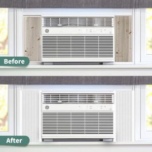 Window Air Conditioner,Side Insulated Foam Panel, Summer/Winter Heat and Draft Insulating,Two-Piece Panels Window Seal,with 4 Pressure Strips 02 (WHITE)