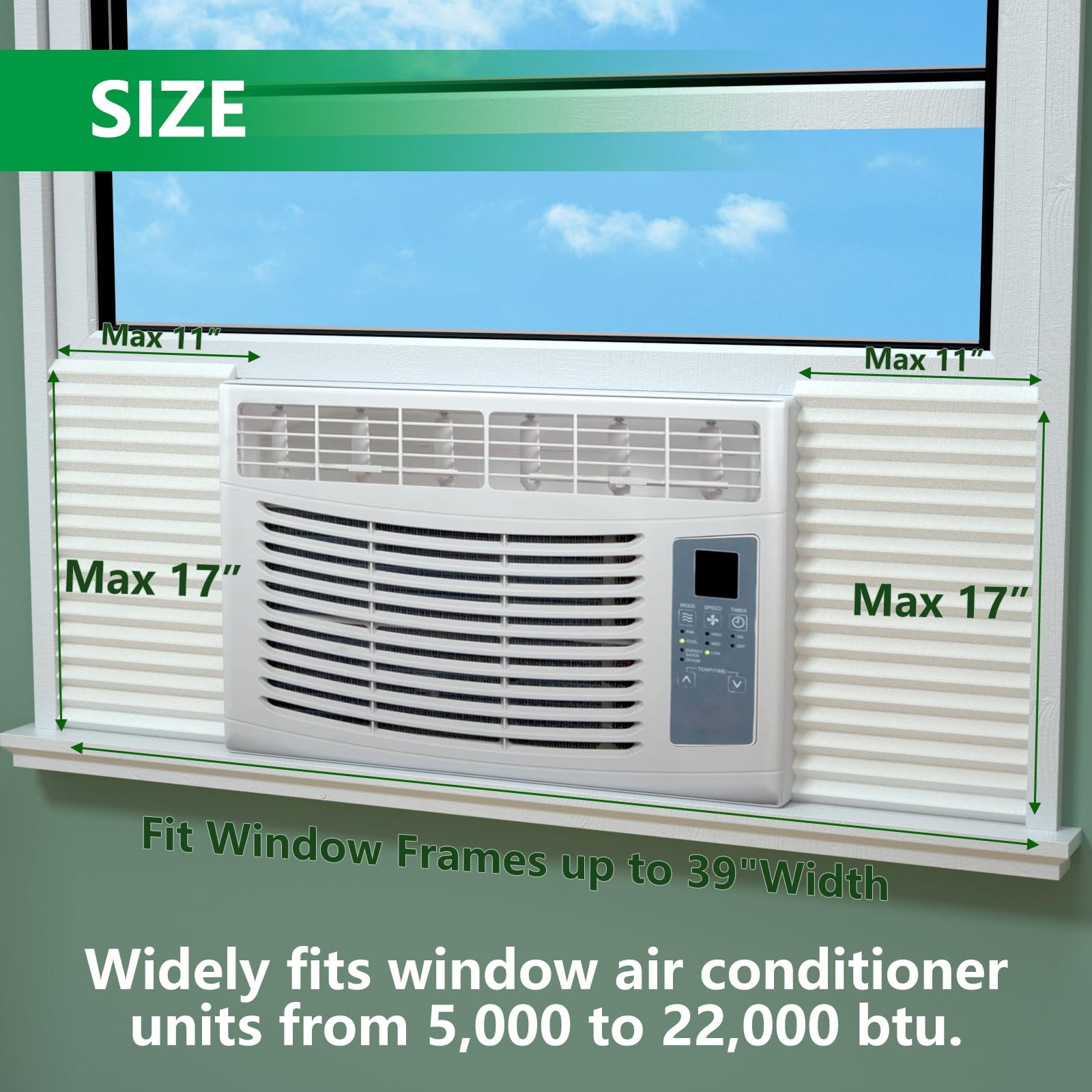 Window Air Conditioner,Side Insulated Foam Panel, Summer/Winter Heat and Draft Insulating,Two-Piece Panels Window Seal 02 (WHITE)