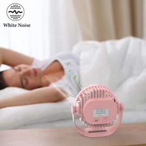 efluky USB Small Desk Fan, 3 Speeds USB Rechargeable Fan Built-in Battery, 360° Adjustment Portable Mini Fan Suitable for Home, Office and Travel, Pink