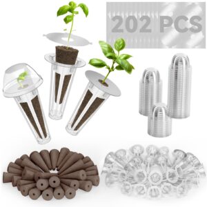 fungiworks 202pcs hydroponic pods kit for aerogarden, ahopegarden garden hydroponic growing system aero seed pods kit includes 50 grow sponges, 50 grow baskets, 50 grow domes, and 52 stickers