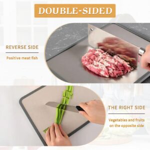 Cutting Board Double Sided,Stainless Steel Cutting Board for Kitchen, Food-Grade, Stainless Steel and Wheat Straw PP, Easy to Clean Large Cutting Board