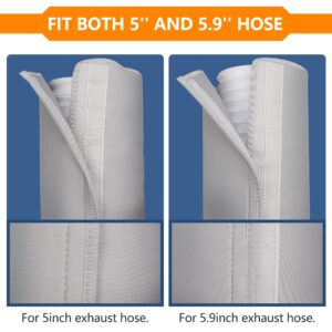 Portable AC Hose Insulation Sleeve, Portable Air Conditioners Insulated Hose Cover Wrap, Fit 5" & 5.9" Diameter Exhaust Hose, Easy Installation with 3*Adjustable Buckle Straps, Light Gray