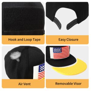 Yanscian Snapback Hat Flat Bill Baseball Cap Building Block American US Flag for Kids & Adults Black…