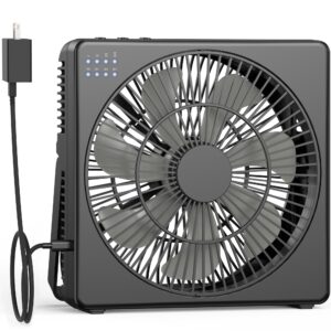 kitwlemen table fan - 8" portable desk fan with 4 cooling speeds & 8h timer, box fan fit for small window, 90°tilt air circulator fan for bedroom, bathroom, office and dorm (black)