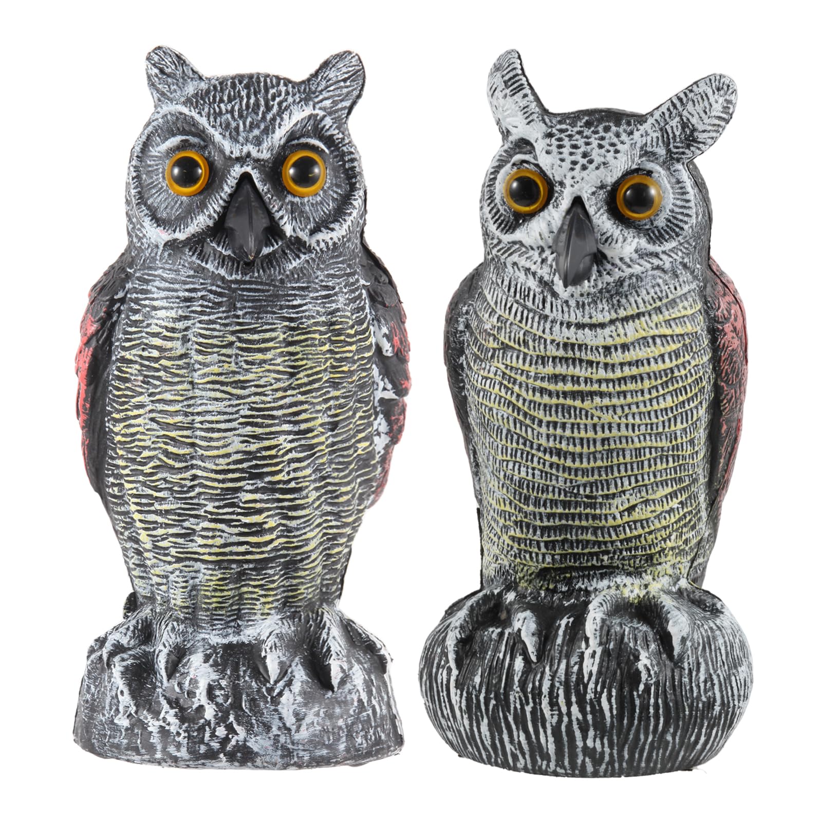 Hedoc 2 Pack Fake Owl Decoys to Scare Birds Away from Gardens and Rooftop, Long-Eared Owl Bird Deterrents, Nature Scarecrow Plastic Owls Pest Repellent, Owl Statue for Garden Decor, Yard Decoration