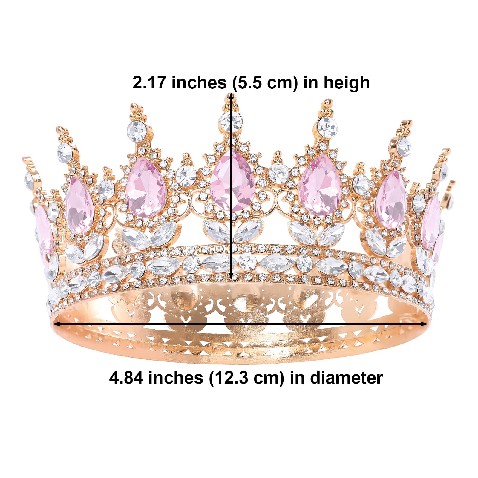 Feltent Pink Queen Crown for Women Crystal Tiara for Girl Rhinestone Wedding Headband for Bride Hair Accessories for Costume Birthday Party Prom Gifts