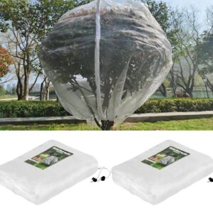 keoholi large 2 packs fruit tree netting bags with zipper and drawstring, insect bird barrier netting plant covers for fruit vegetable trees, bushes,flower in garden (8 * 8ft)