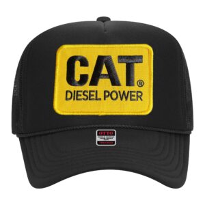 cat diesel power patch trucker hat - premium snapback for men and women - racing beer cowboy vintage camo (us, alpha, one size, black)