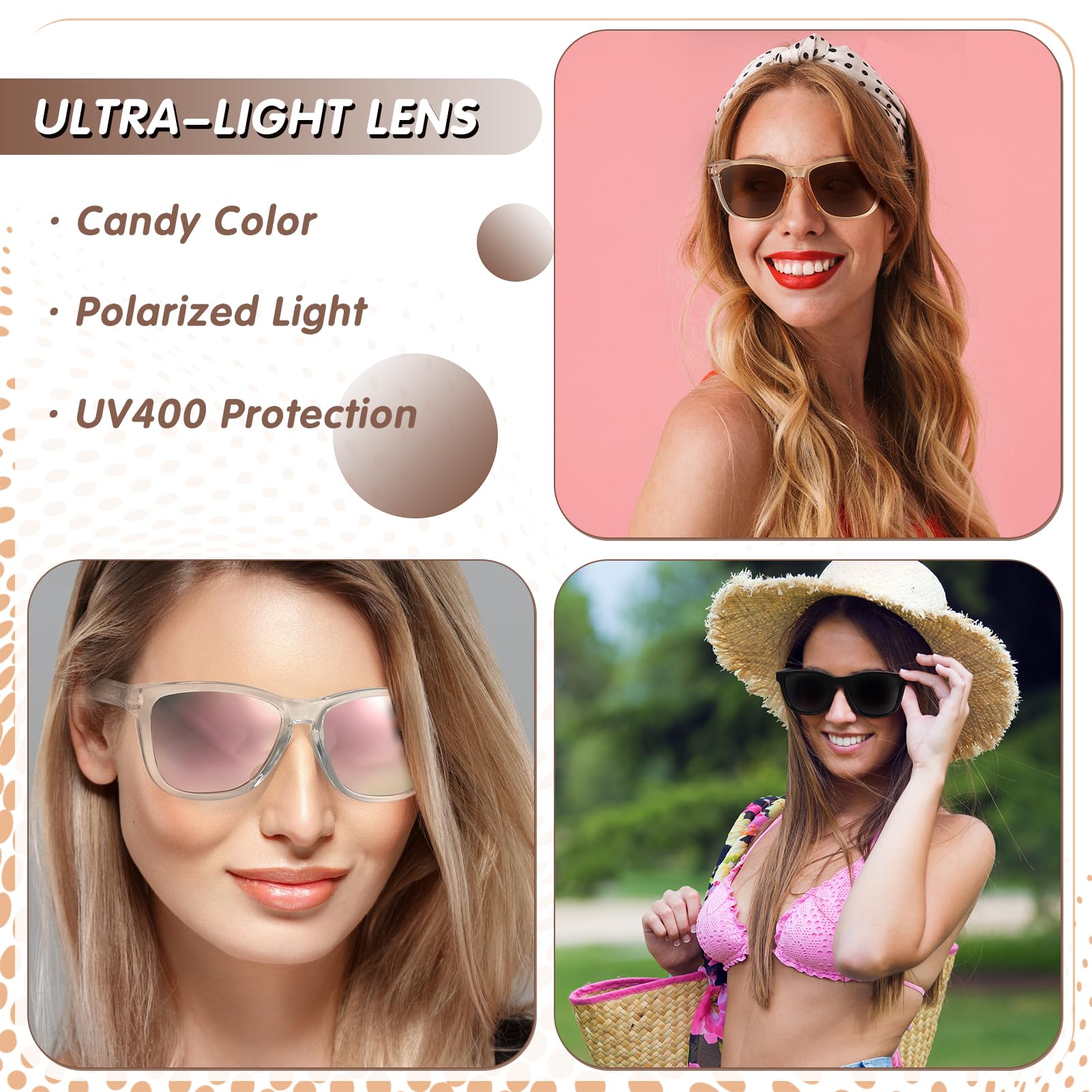 HEQU 3 Pack Polarized Sunglasses for Women Men Trendy Classic Retro Driving Sun Glasses Sporty Style Square Frame Sunglasses with UV400 Protection