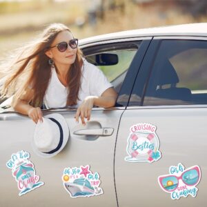 JAPBOR Cruise Door Decorations Magnetic - 4PCS Oh Ship It’s A Girls Trip Magnets, Girl Cruise Ship Car Cabin Refrigerator Magnet Decal, Cruising Magnetic Fridge Stickers for Home Kitchen Decor