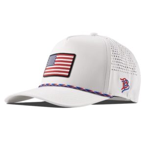 branded bills old glory pvc curved 5 panel rope hat, white/rwb rope, fits 7-7 7/8, adjustable snapback | lightweight, comfort stretch, & quick dry baseball cap