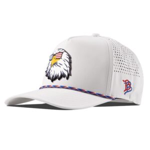 branded bills party eagle pvc curved 5 panel rope hat, white/rwb rope, fits 7-7 7/8, adjustable snapback | lightweight, comfort stretch, & quick dry baseball cap