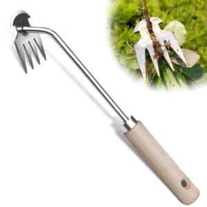 dizzily weeder - manual weed puller tool, uprooting weeding remover tool, 4-claw steel head hand garden weeder tool easily remove weeds for otted plants, gardens, yards, farms