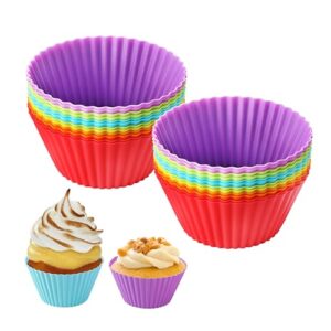 24 pcs silicone cupcake liners, ohola reusable baking muffin cups liners for cupcakes, multicolor, dishwasher safe