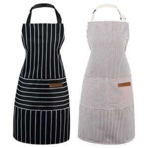 taidven 2 pack apron - unisex, adjustable bib kitchen apron, cooking apron, aprons for women with pockets, chef aprons for men