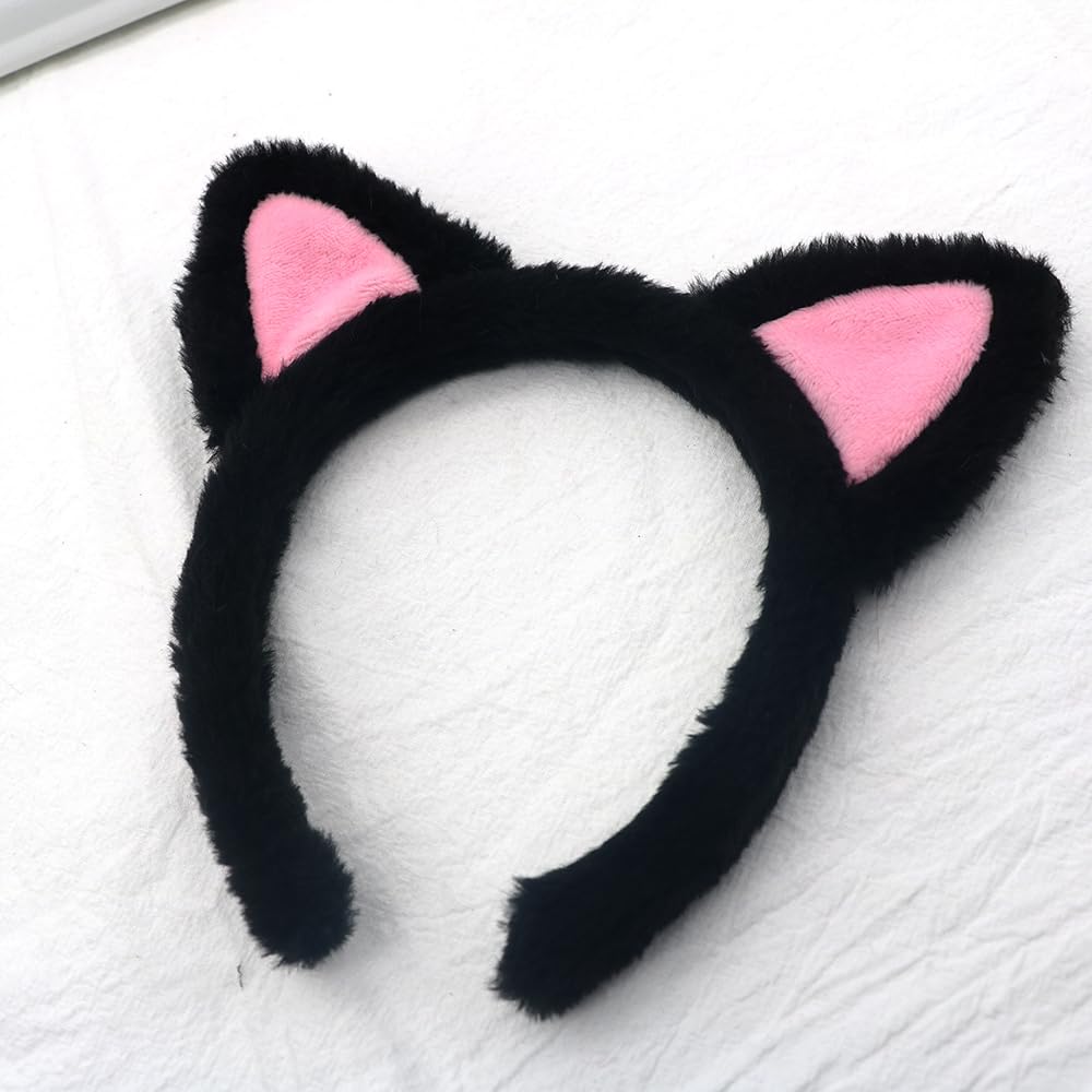 ajdvart Cat Ears Headband, 2Pcs, Soft Cat Ears Hairband for Skincare, Makeup, Yoga, and Cosplay, Adult's or Children's Photo Prop