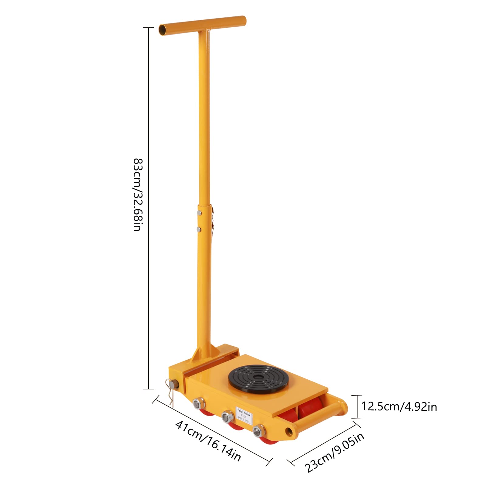 IOENC 8T Machinery Mover with 1 Handle, 6 PU Rollers Machinery Skate Dolly, 17600LBS Furniture Dolly for Heavy Duty, Transport Tank Rubber Wheel for Transporting Large and Heavy Objects Yellow