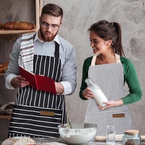 Taidven 2 Pack Apron - Unisex, Adjustable Bib Kitchen Apron, Cooking Apron, Aprons for Women with Pockets, Chef Aprons for Men