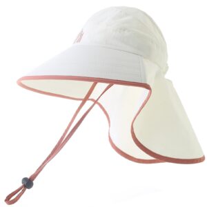 sun hats for women wide brim beach sun hat uv 50+protection packable hat for women hiking fishing with neck flap off-white