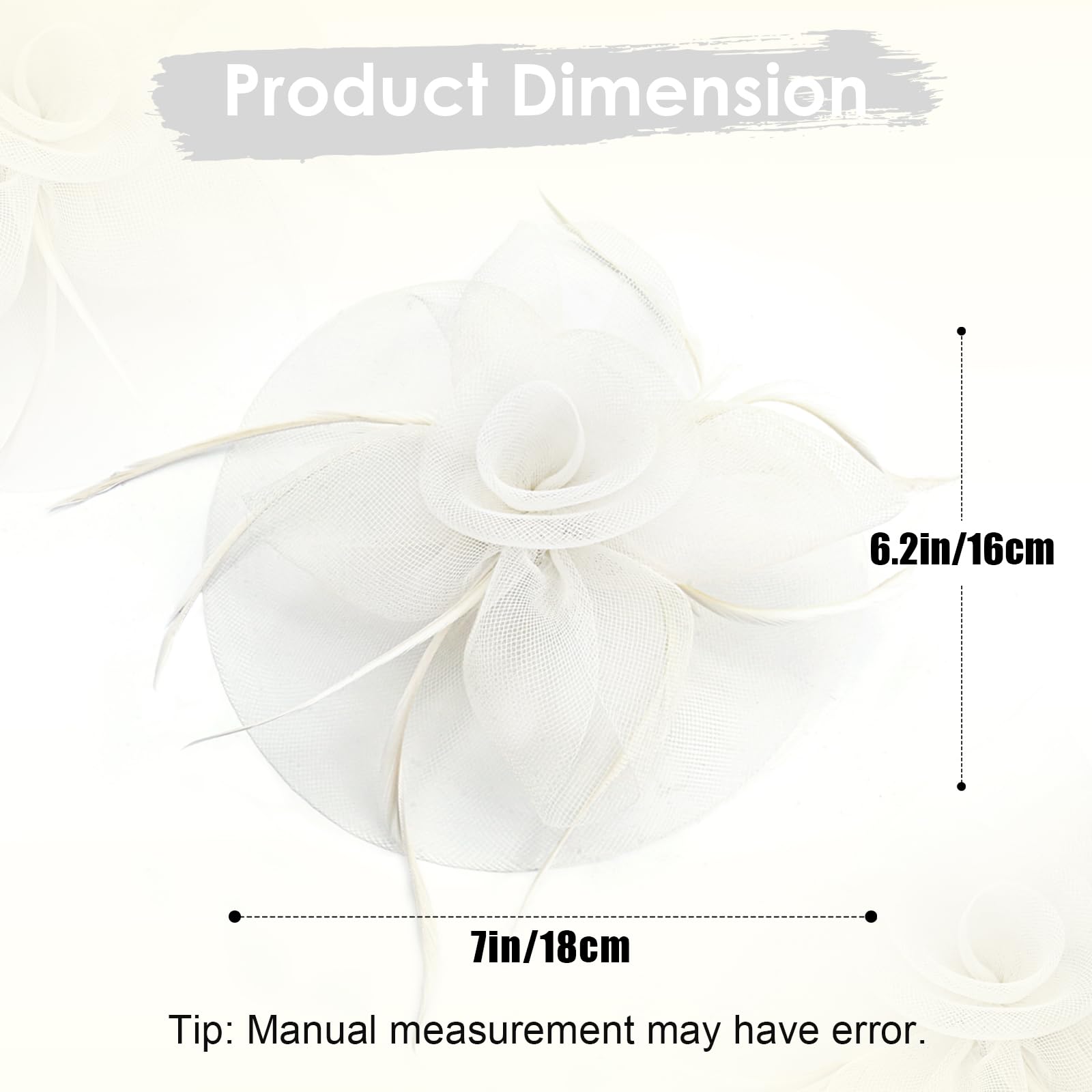 WATAME Fascinators for Women Girls Derby Hats Feather Flower Ribbons Fascinator Headband Wedding Cocktail Tea Party Hats (US, Alpha, One Size, White)