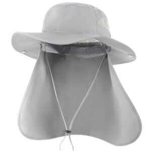 Zylioo Oversized 62-65cm UV Sun Hats with Flaps,Big Size Boonie Hat with Drape Beach Hats with Neck Protection Flap