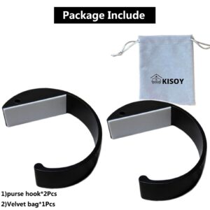 KISOY 2PCS C Shape Purse Hook for Table Handbag Hanger for Desk Heavy Duty Purse Hook Bag Holder Made of high-Strength Alloy Materials Hanger Various Heavy Items Desk Hook (C Shape(2 Black))