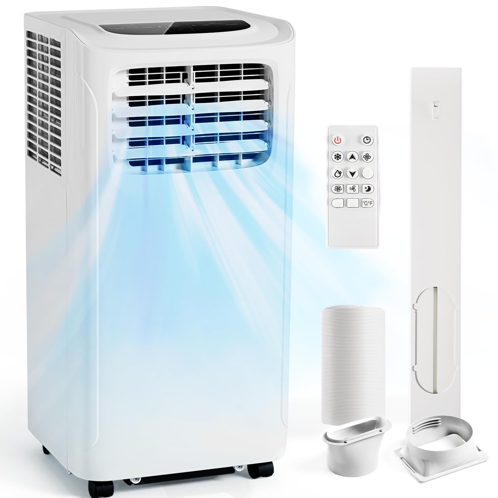 Aoxun 9700BTU Portable Air Conditioner Cools up to 300 Sq.ft, 4-IN-1 Portable AC Unit with Cooling, Dehumidifier, Fan, 24H Timer (Window Venting Kit Included)