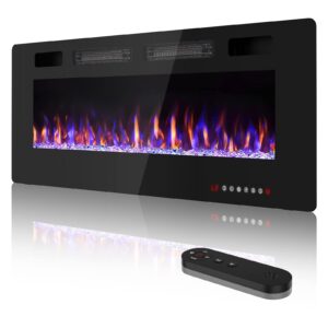 50 inch electric fireplace inserts and wall mounted with remote control & touch screen 1500w fireplace heater with timer