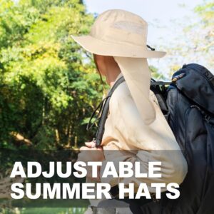 Zylioo Oversized 62-65cm UV Sun Hats with Flaps,Big Size Boonie Hat with Drape Beach Hats with Neck Protection Flap