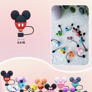 10PCS Funny Straw Cover Cap Compatible with Stanley for 30&40 Oz Cup 10 mm Drinking Straw Topper, Reusable Silicone Straw Covers, Cute Trumbler Cup Accessories (Mouse-1)