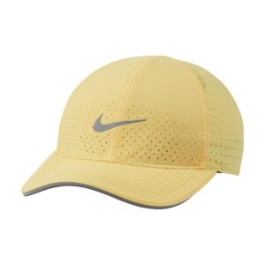 nike dri-fit aerobill featherlight perforated adult unisex running cap (us, alpha, one size, citron pulse)