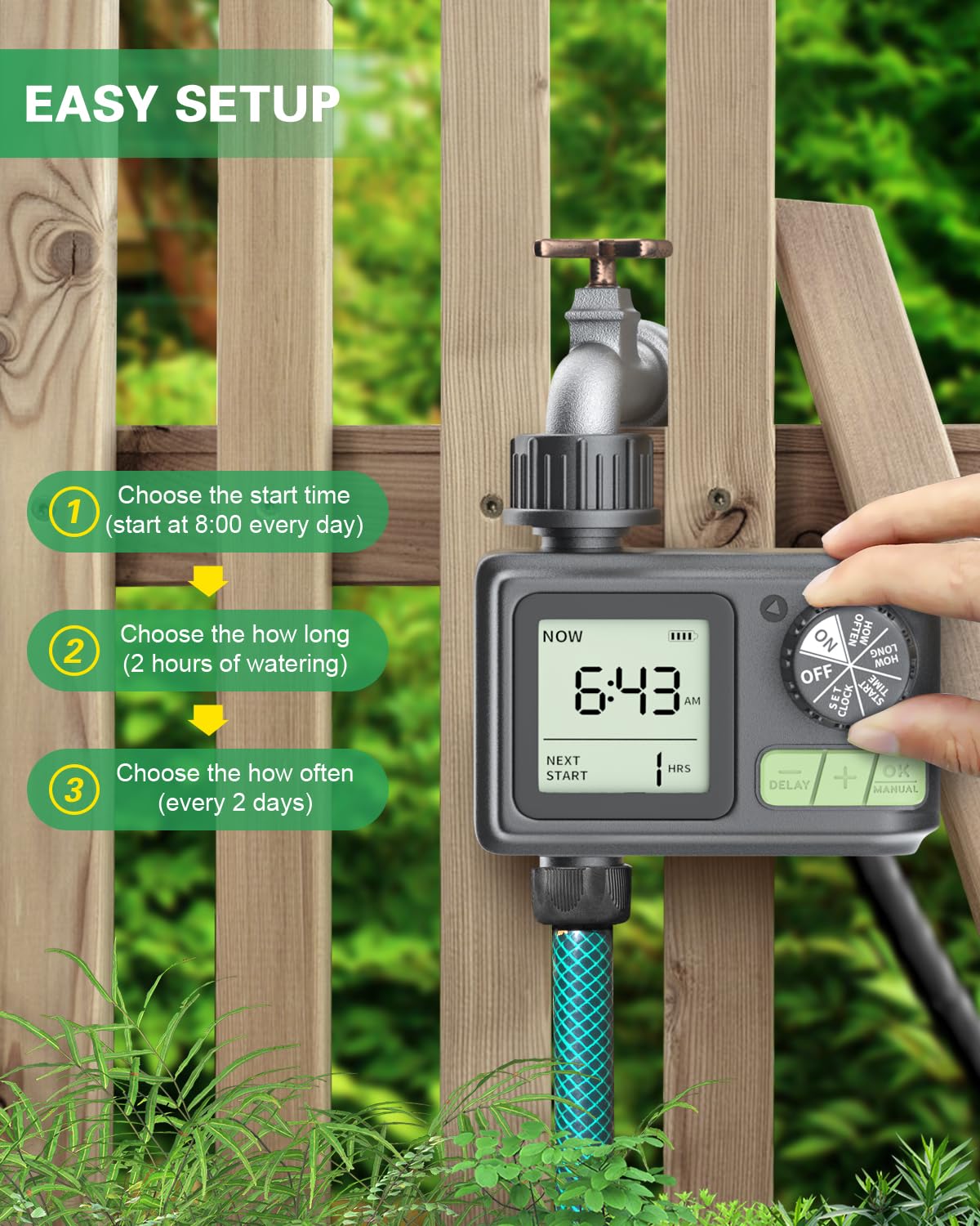 Lingusta Water Timer for Garden Hose - Programmable Sprinkler Timer, Hose Feature Timer with Manual/Automatic Watering System, Irrigation System for Garden