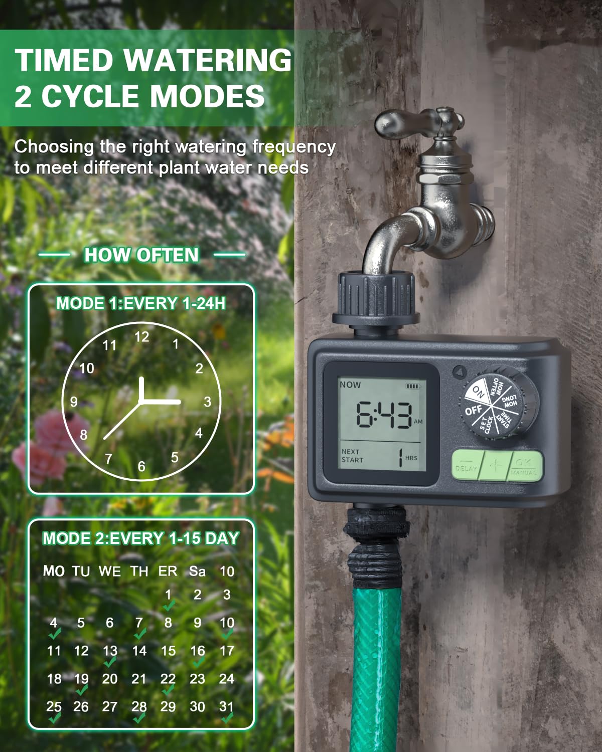 Lingusta Water Timer for Garden Hose - Programmable Sprinkler Timer, Hose Feature Timer with Manual/Automatic Watering System, Irrigation System for Garden