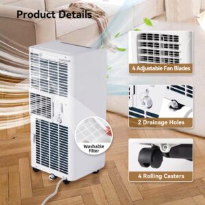 Aoxun 9700BTU Portable Air Conditioner Cools up to 300 Sq.ft, 4-IN-1 Portable AC Unit with Cooling, Dehumidifier, Fan, 24H Timer (Window Venting Kit Included)