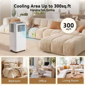 Aoxun 9700BTU Portable Air Conditioner Cools up to 300 Sq.ft, 4-IN-1 Portable AC Unit with Cooling, Dehumidifier, Fan, 24H Timer (Window Venting Kit Included)