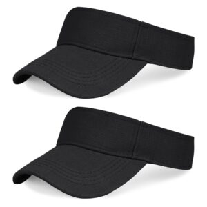 marrywindix 2 pieces of black sport wear athletic visor sun sports visor hat visor adjustable cap for women and men (one size)