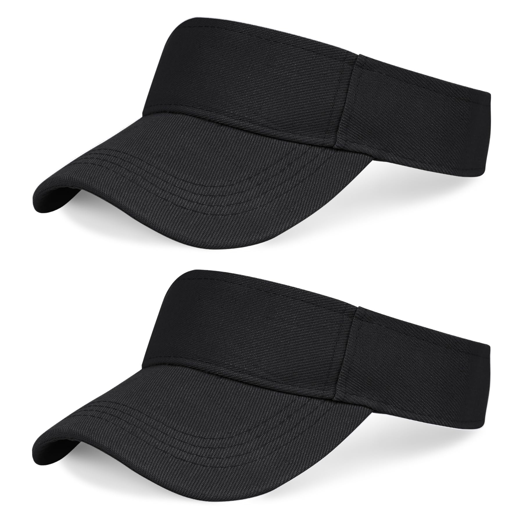 Marrywindix 2 Pieces of Black Sport Wear Athletic Visor Sun Sports Visor Hat Visor Adjustable Cap for Women and Men (One Size)