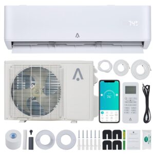 aconee 24,000 btu ac/heating 23 seer, 208/230v, system inverter cools rooms 1500 sq.ft, wall mount ductless c split air conditioner, white