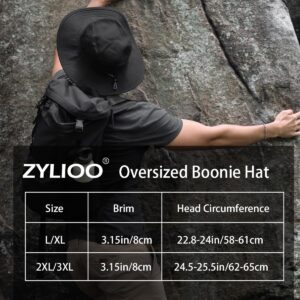 Zylioo Oversized 62-65cm UV Sun Hats with Flaps,Big Size Boonie Hat with Drape Beach Hats with Neck Protection Flap