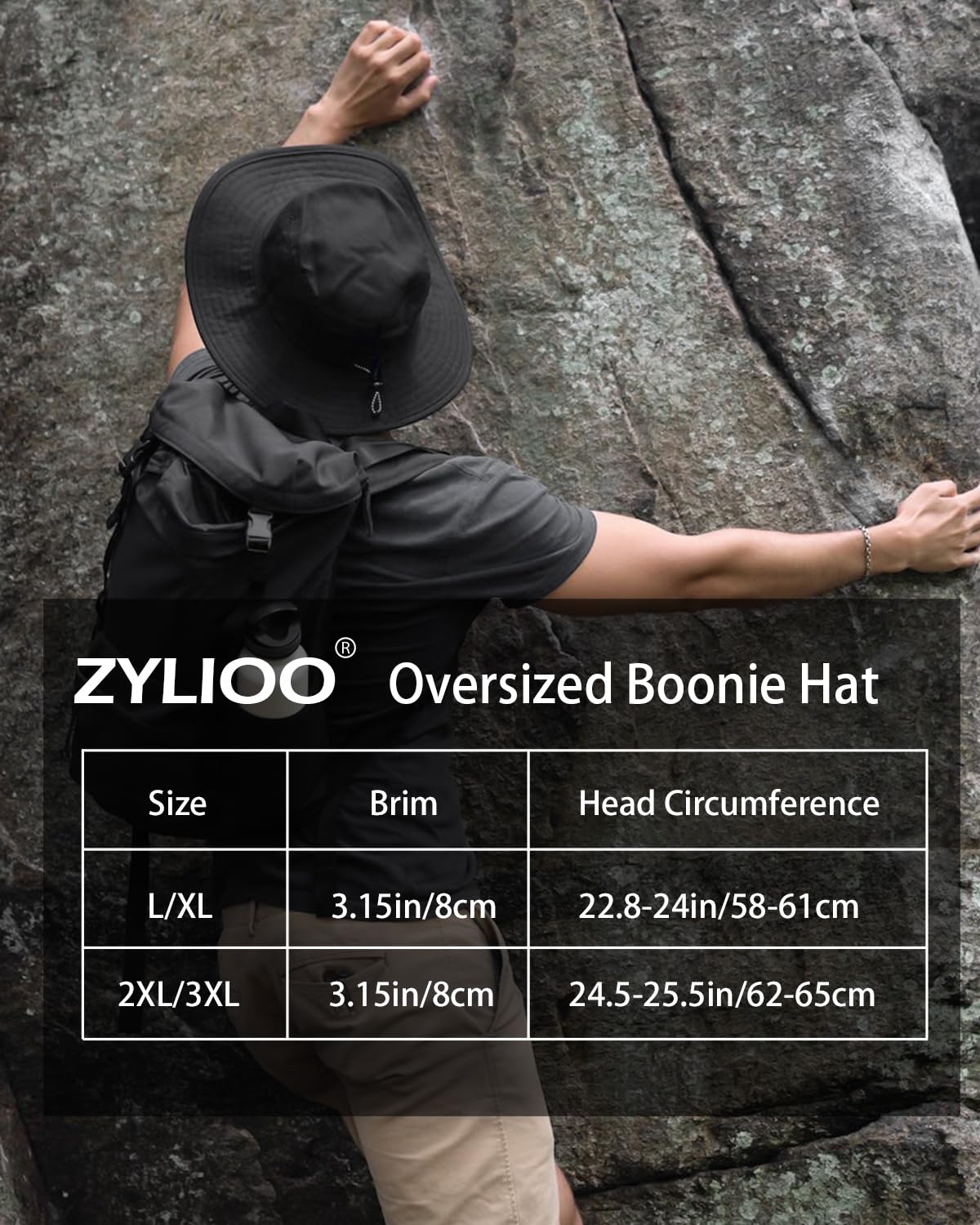 Zylioo Oversized 62-65cm UV Sun Hats with Flaps,Big Size Boonie Hat with Drape Beach Hats with Neck Protection Flap