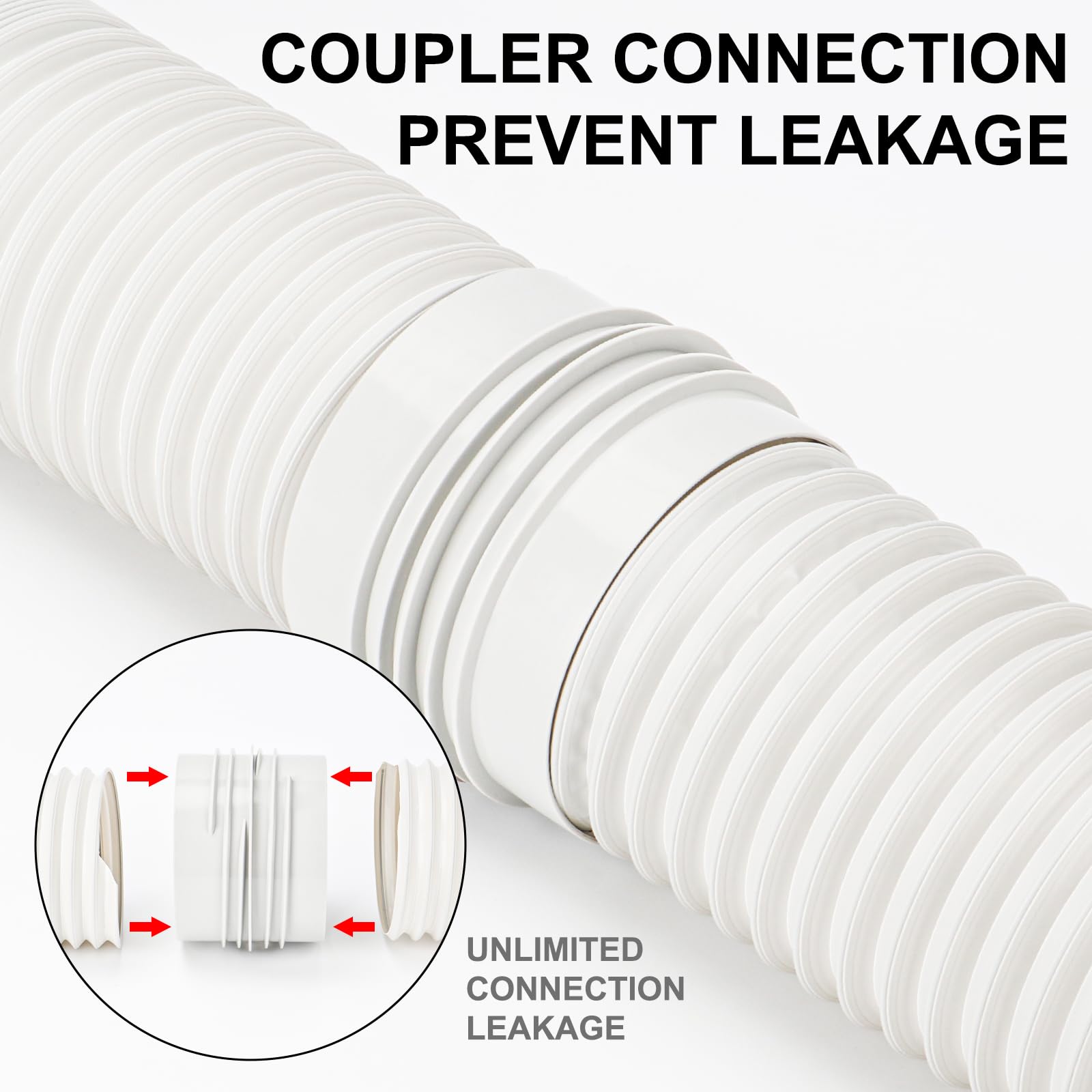 ODDMUCK Portable AC Hose Coupler with 5.1"/5.9" Diameter Exhasut Vent Connector for Clockwise&Counter Clockwise Threads Air Conditioner Hose Coupler Coupling Extension (5.1"/5.9“)