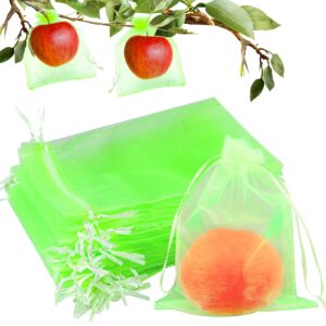 50 pcs fruit protection bags 6''x8'' fruit net bags with drawstring fruit bags for fruit, fruit protection bags vegetable fruit net fruit cover mesh bag for protecting fruits(fruit green,6 x 8 inch)