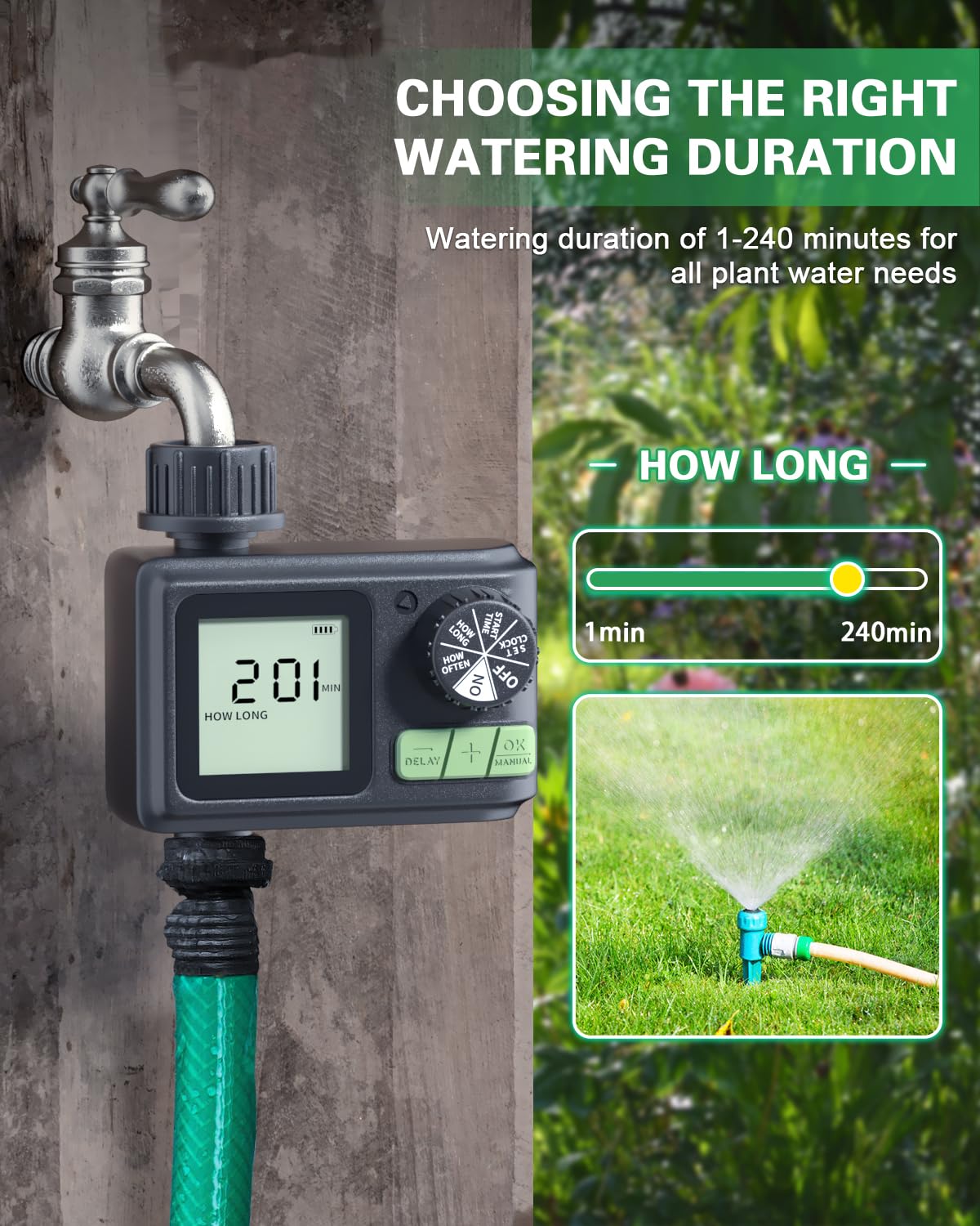 Lingusta Water Timer for Garden Hose - Programmable Sprinkler Timer, Hose Feature Timer with Manual/Automatic Watering System, Irrigation System for Garden