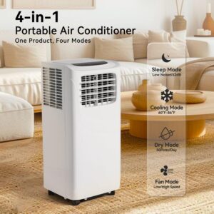 Aoxun 9700BTU Portable Air Conditioner Cools up to 300 Sq.ft, 4-IN-1 Portable AC Unit with Cooling, Dehumidifier, Fan, 24H Timer (Window Venting Kit Included)