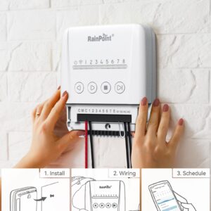 RAINPOINT 8 Zone Smart Sprinkler Controller - Local Weather Intelligence WiFi Sprinkler System Controller, Easy Install APP Control Irrigation System, Sprinkler Timer for Garden Yard