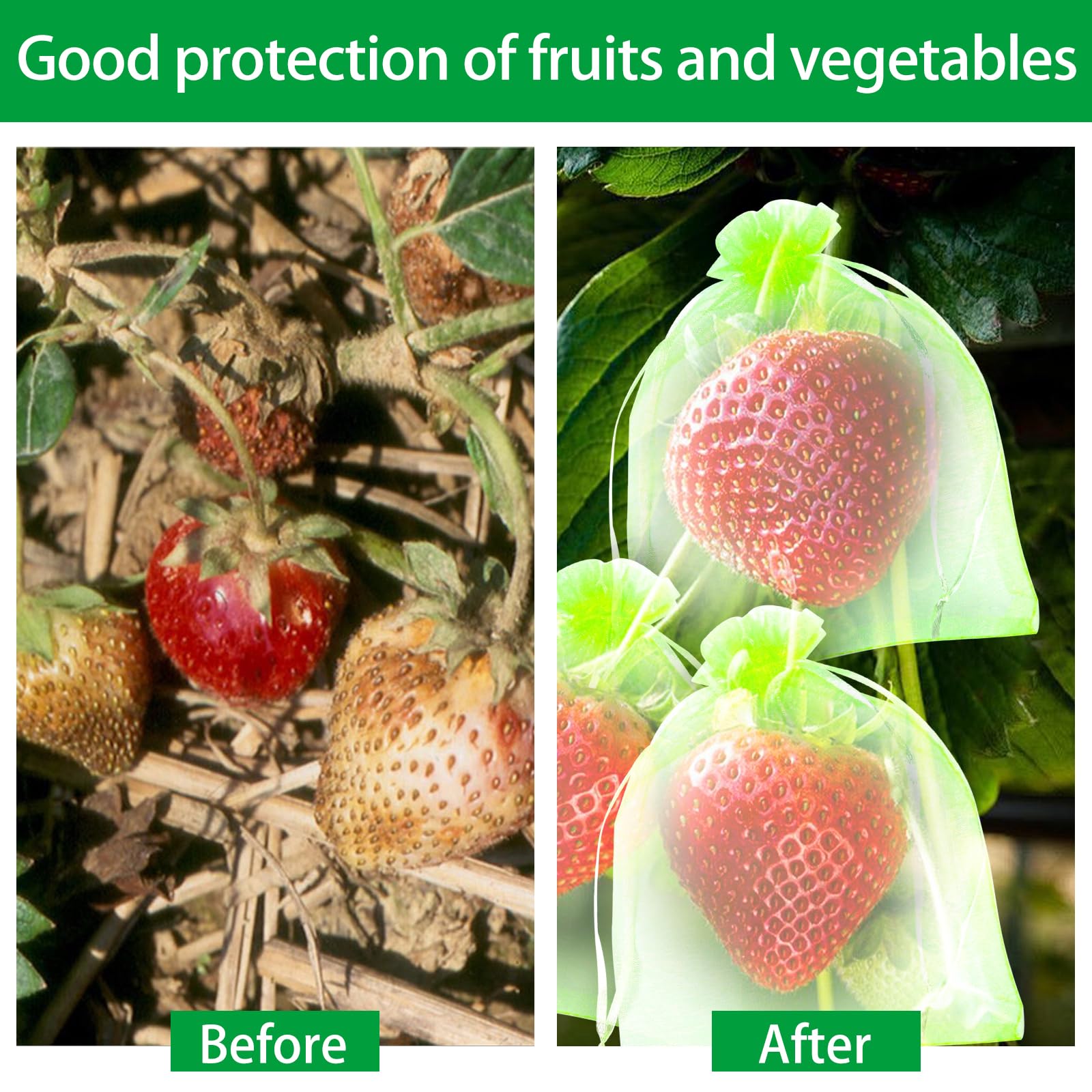 50 Pcs Fruit Protection Bags 6''x8'' Fruit Net Bags with Drawstring Fruit Bags for Fruit, Fruit Protection Bags Vegetable Fruit Net Fruit Cover Mesh Bag for Protecting Fruits(Fruit Green,6 x 8 Inch)